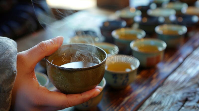 A Students Hand Holding a Cup of Traditional Tea at a Language Event ...