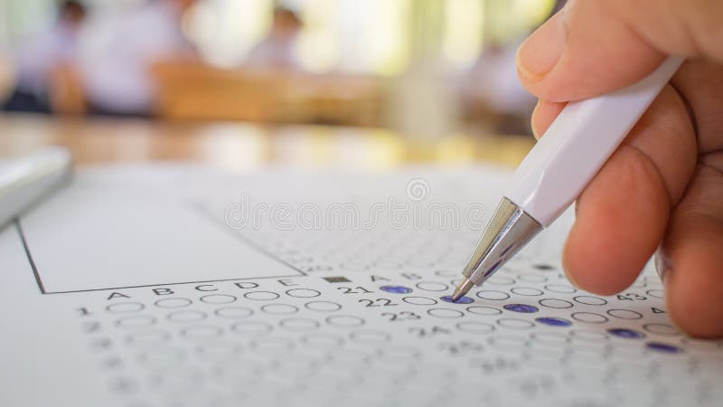 Students Hand Testing Doing Examination with Pen Drawing Selected ...