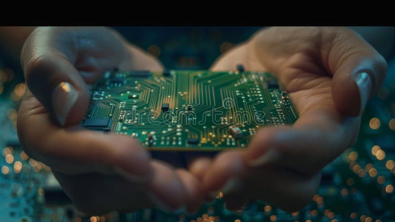 A Students Hands Holding a Completed Circuit Board Showcasing the ...