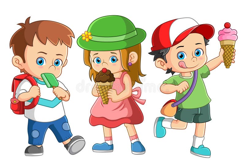 Students Happily Returning from School Receiving a Free Ice Cream ...