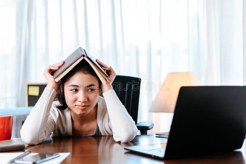 Students Have Headache, Stress, Worry about Learning at Home. Education ...