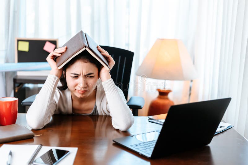 Students Have Headache, Stress, Worry about Learning at Home. Education ...