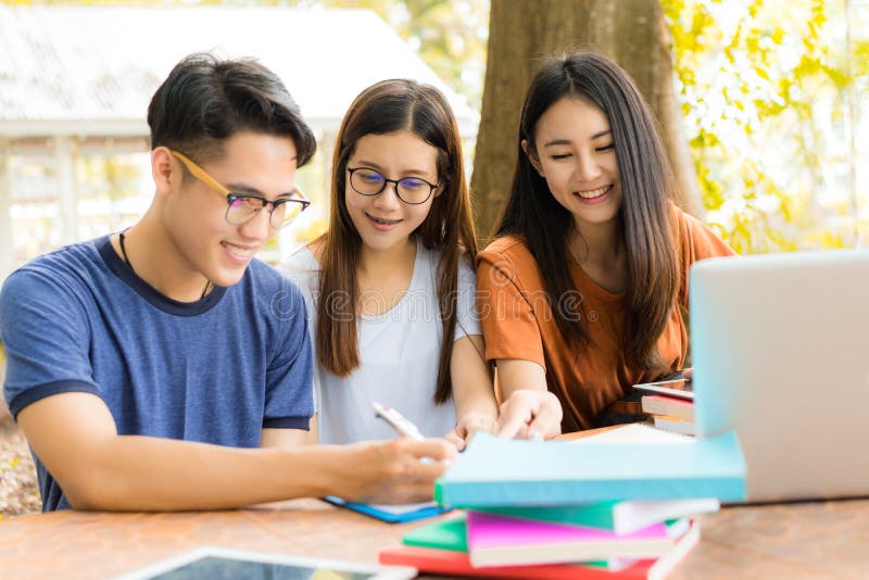 Students Helping Friend Consult,tutor,teamwork Stock Image - Image of ...