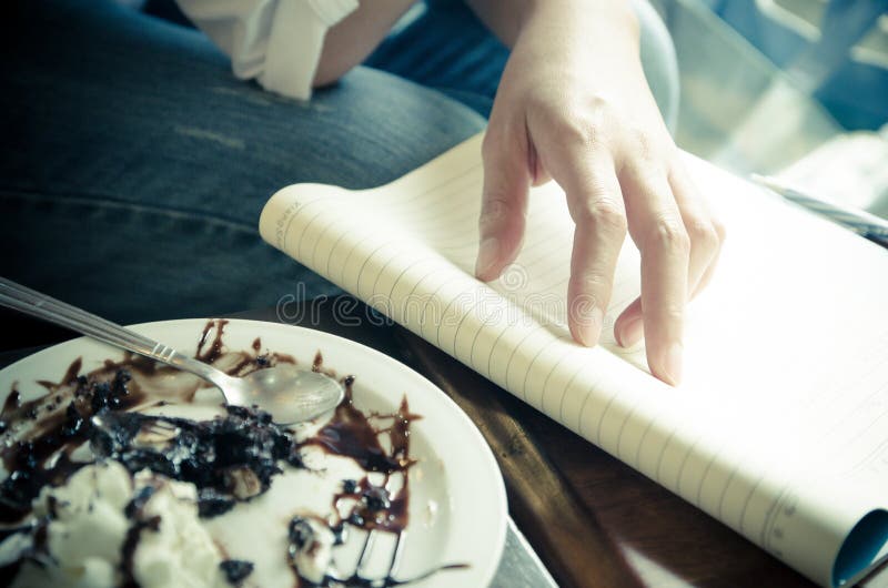 Students with Homework and Eating Stock Image - Image of desk, book ...