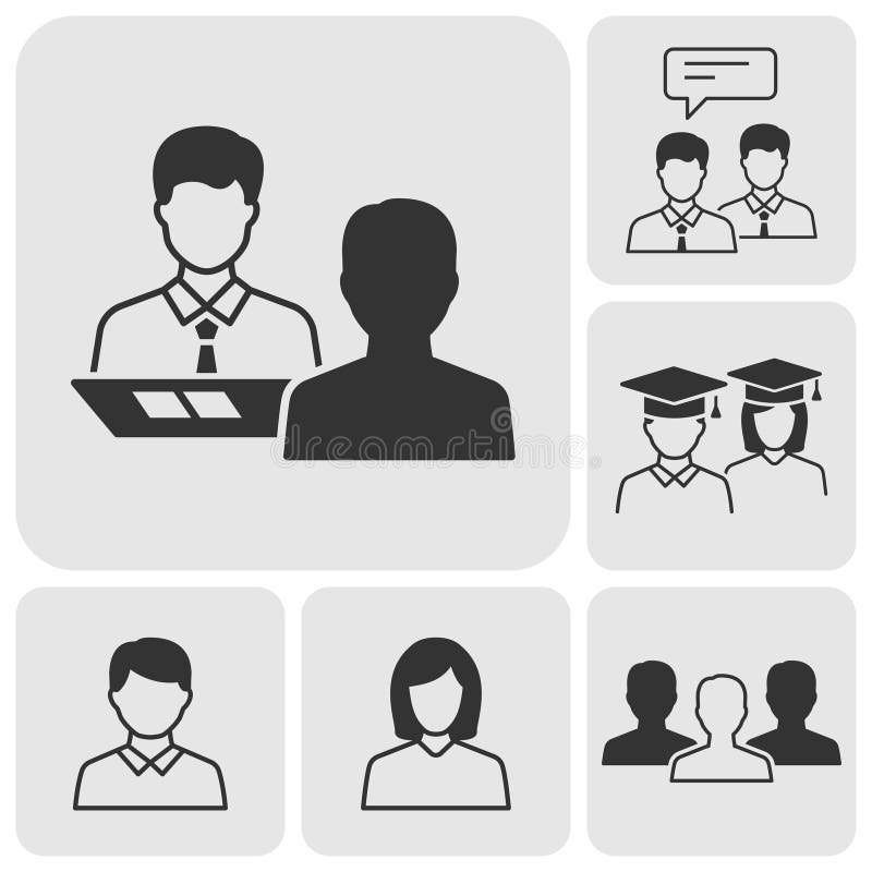 Students Icon Set. Illustrations Isolated on White Stock Illustration ...