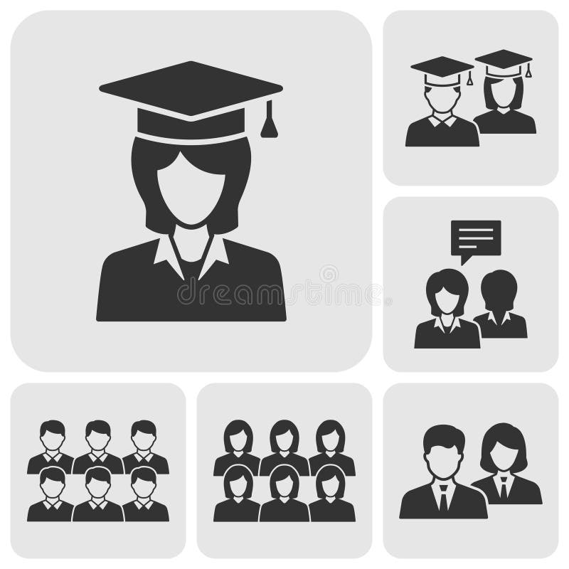 Students Icon Set. Illustrations Isolated on White Stock Illustration ...