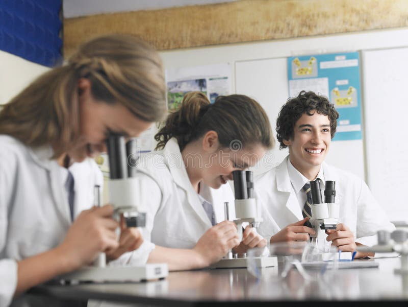 Students in Laboratory with Microscope Stock Photo - Image of science ...
