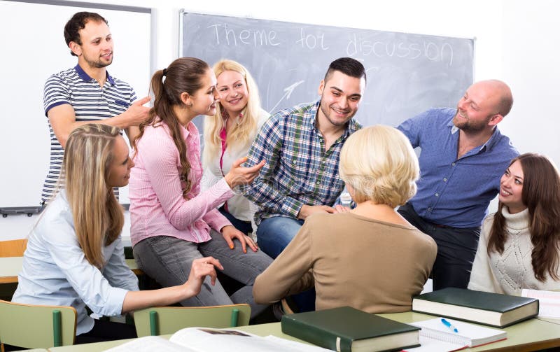 Students at Language Courses Stock Photo - Image of scheme, happiness ...