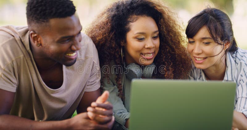 Students, Laptop and Portrait in Library for College, Learning and ...