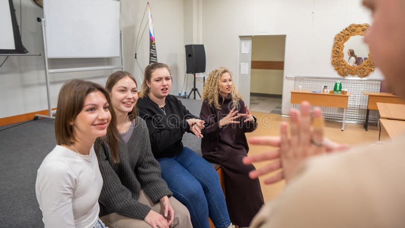 Students Learn Sign Language at University. Stock Image - Image of ...