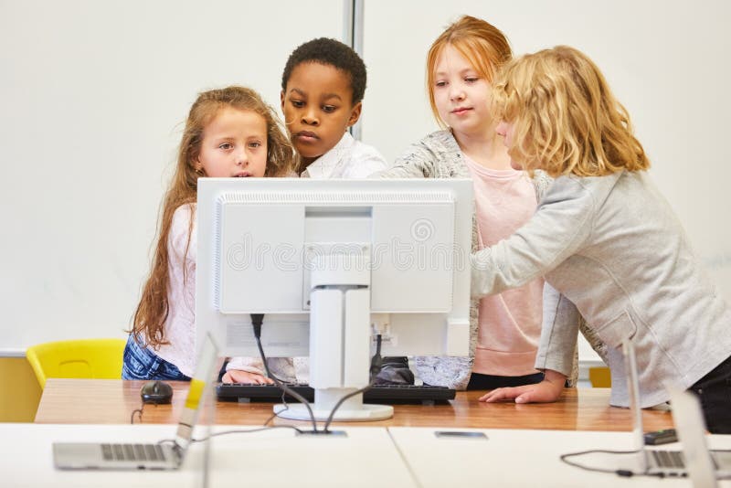 Students Learn in Teamwork on the PC Stock Image - Image of girl ...