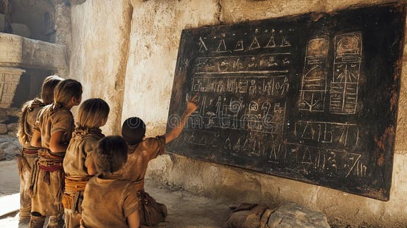 Students Learning Ancient Egyptian Hieroglyphics in School Stock ...