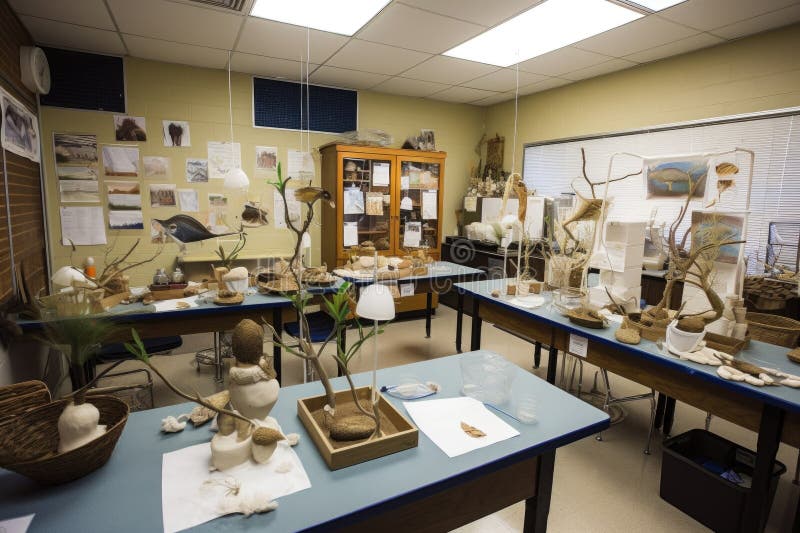 Students Learning Biology, with Realistic Science Lab Setup Stock Photo ...