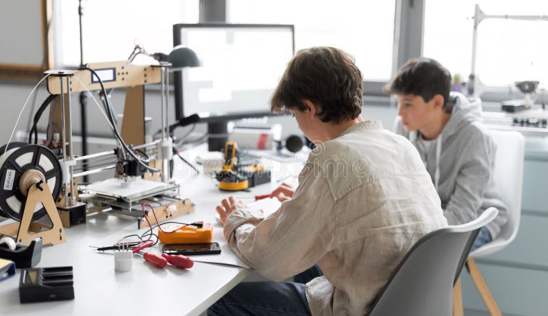 Students Learning 3D Printing Together Stock Image - Image of office ...