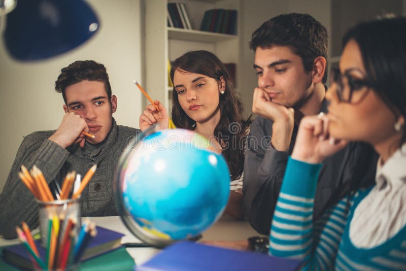 Students Learning stock photo. Image of girl, globe, beautiful - 53585850