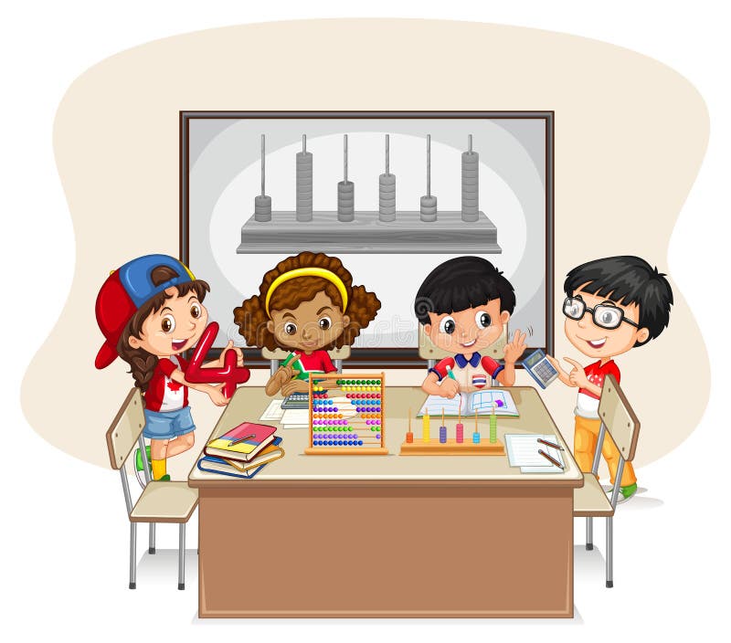 Students Learning Math in Class Stock Illustration - Illustration of ...