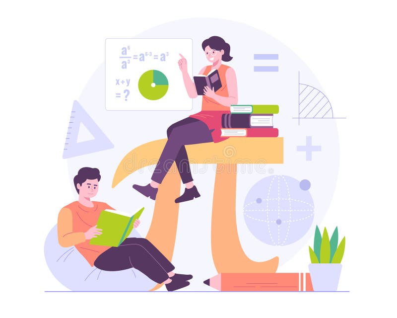 Students Learning Math in College Vector Illustration Stock Vector ...
