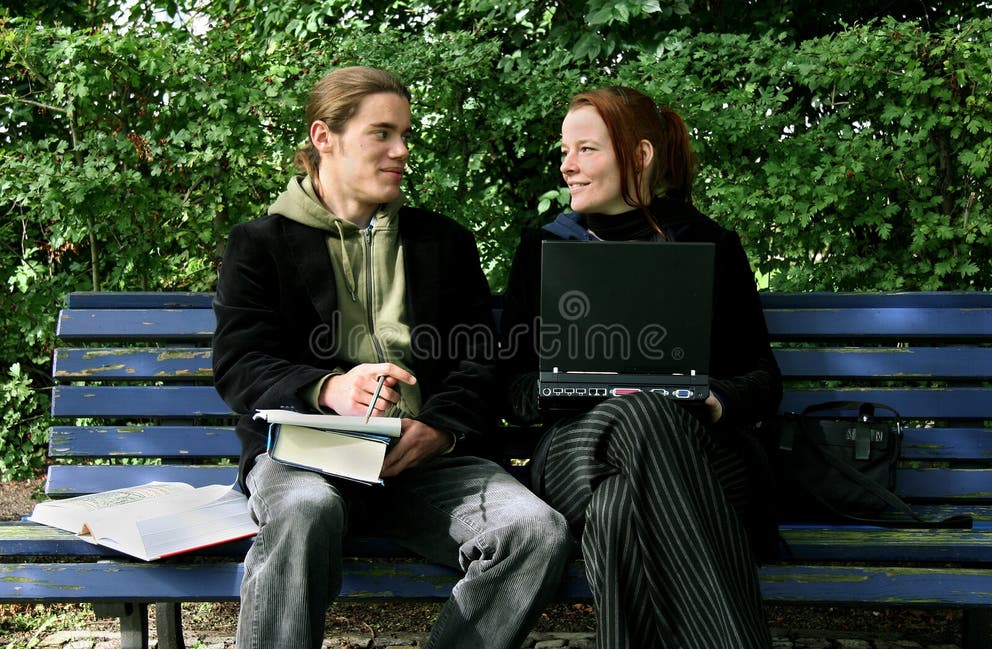 Students learning outside stock photo. Image of woman - 3192822