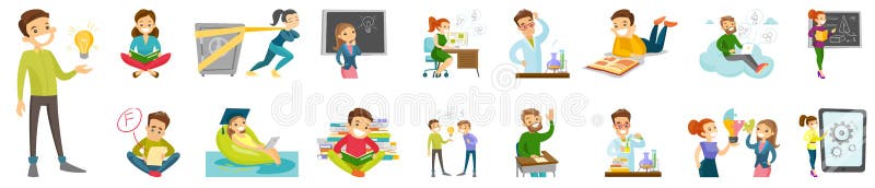 Students in Learning Process. Stock Vector - Illustration of tube, task ...