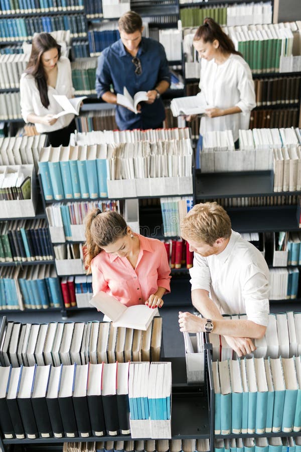 Students Learning, Reading in the Library Stock Image - Image of read ...