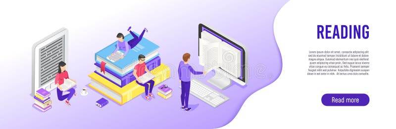 Students Learning, Reading Paper Books, Ebooks, Using Computer ...