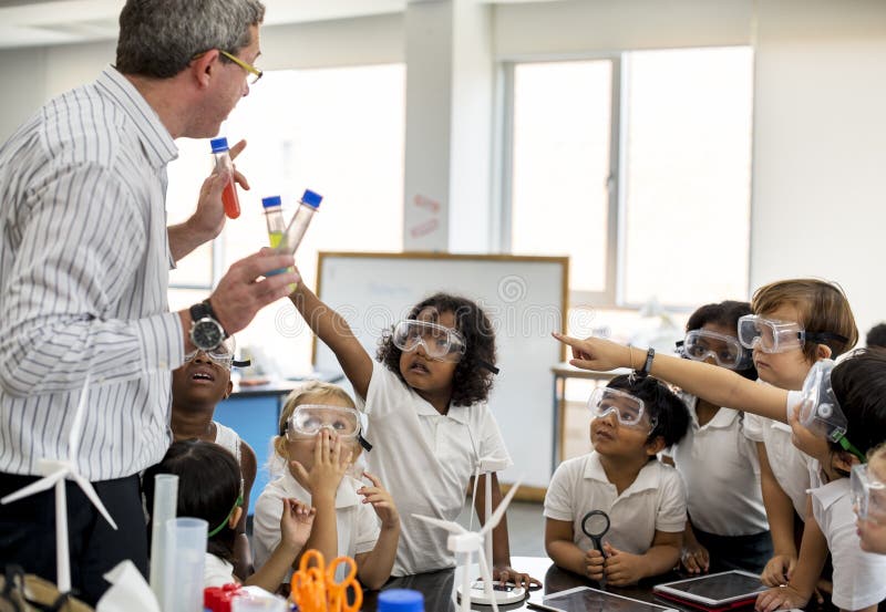 Students Learning in Science Experiment Laboratory Stock Image - Image ...