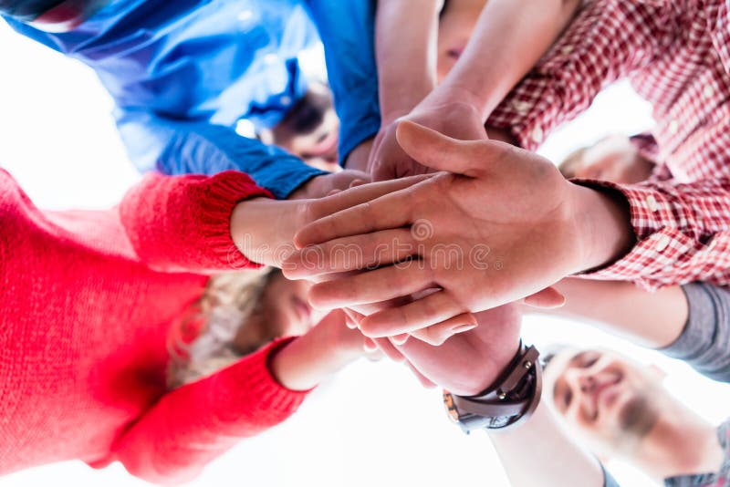 Students Learning and Stacking Hands Together Stock Photo - Image of ...