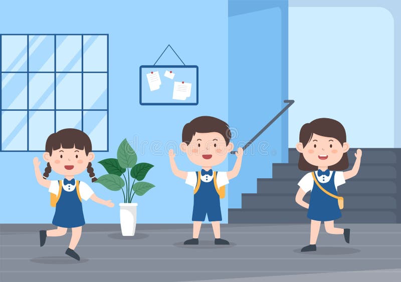 Students Leave School Building after Class or Program and Back To Home ...