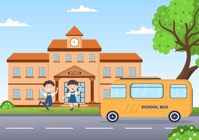 Students Leave School Building after Class or Program and Back To Home ...