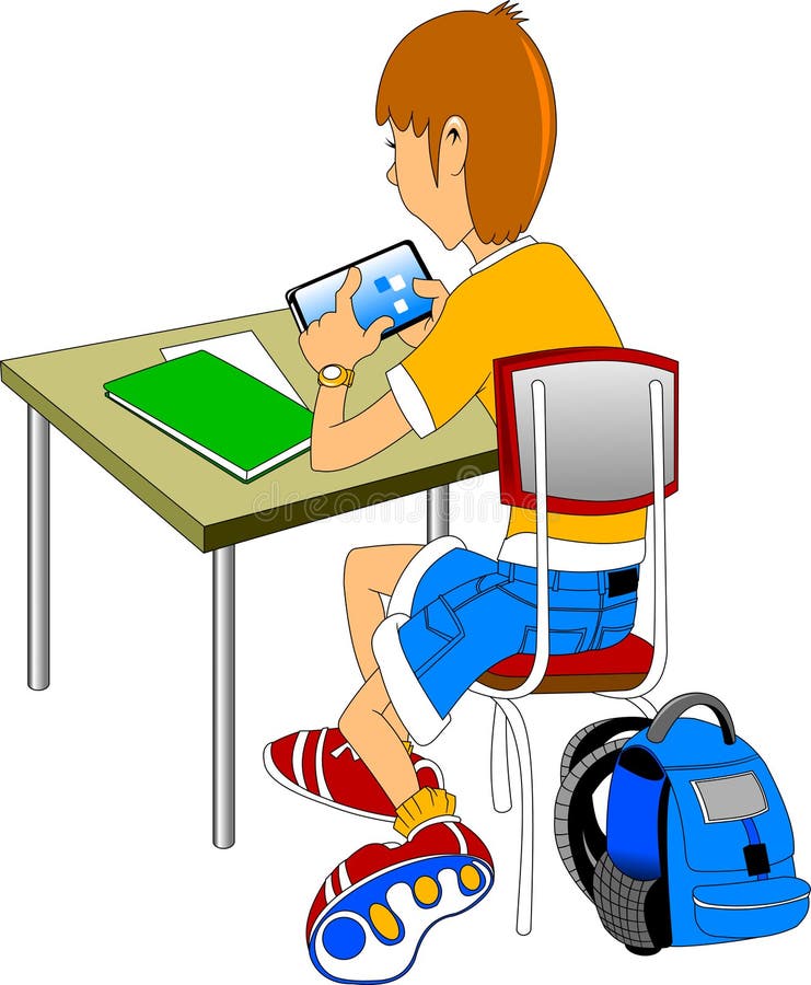 Boy and a computer stock vector. Illustration of silhouette - 22864735