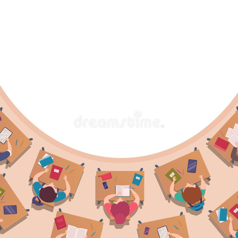 Students on Lecture Top View Illustrations of People Studies and ...