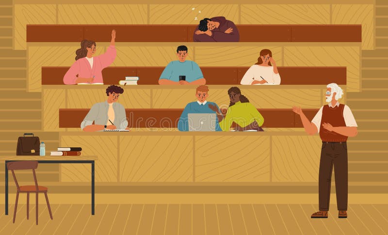 Students at Lecture in University Vector Scene Stock Vector ...