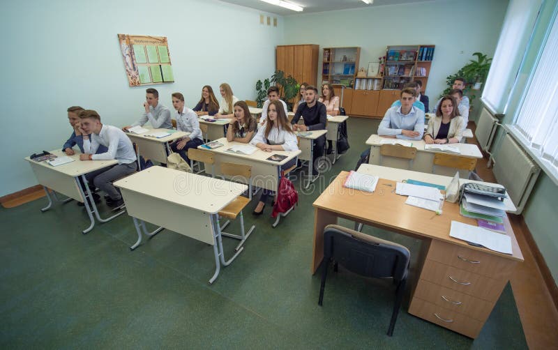 Portrait of a Young Russian High School Graduate Against the Background ...