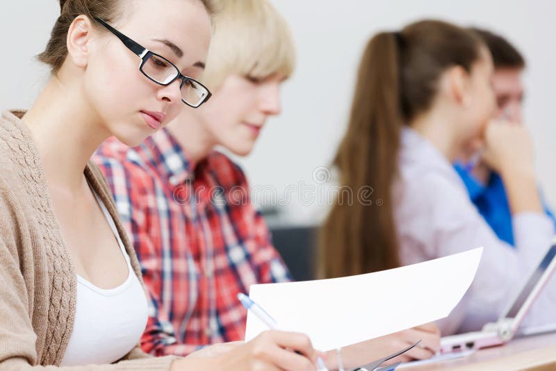 Students at lesson stock photo. Image of group, listen - 56554478