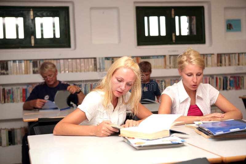 Students in library stock image. Image of reading, caucasian - 10834537