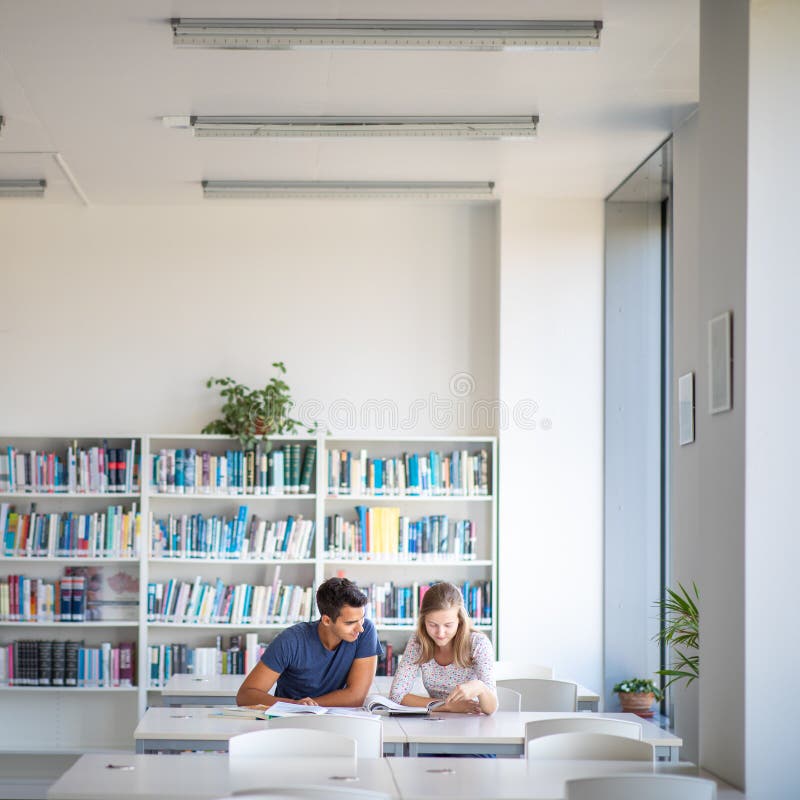 Students in a library stock image. Image of cheerful - 148084029