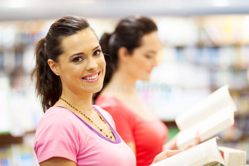 Students in library stock photo. Image of cheerful, look - 26729630