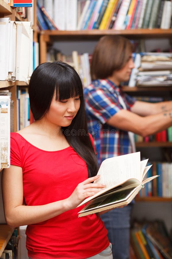 Students in a library stock image. Image of library, caucasian - 27443493
