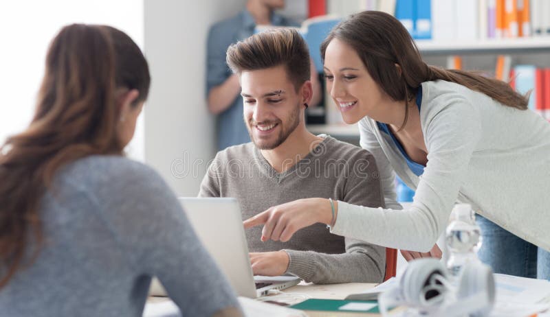 Students in the library stock photo. Image of computer - 78051760