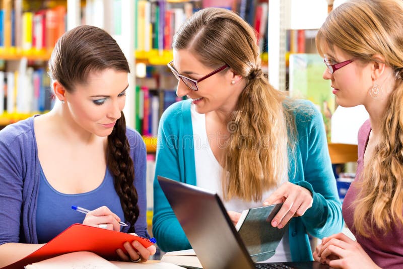 Students in Library are a Learning Group Stock Photo - Image of ...