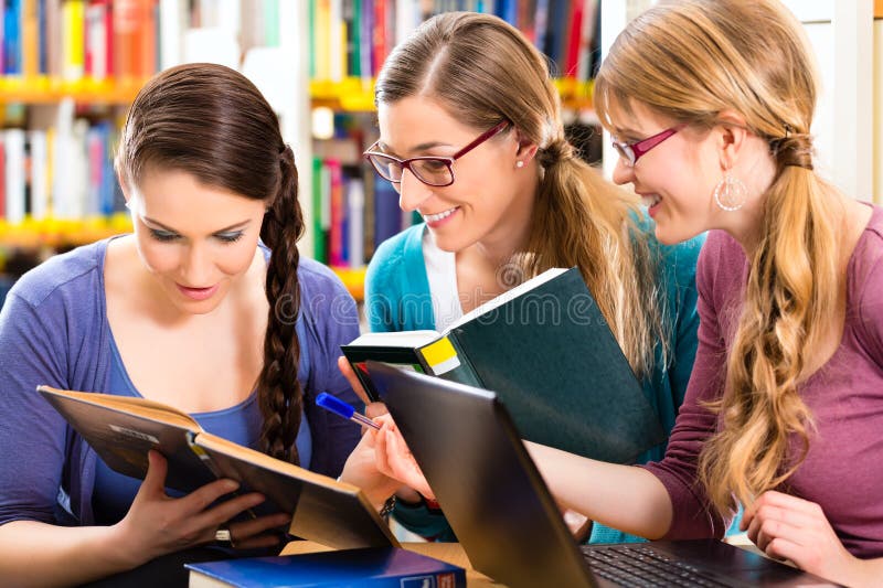 Students in Library are a Learning Group Stock Image - Image of ...