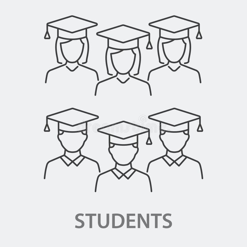 Students Icon Set. Illustrations Isolated on White Stock Illustration ...