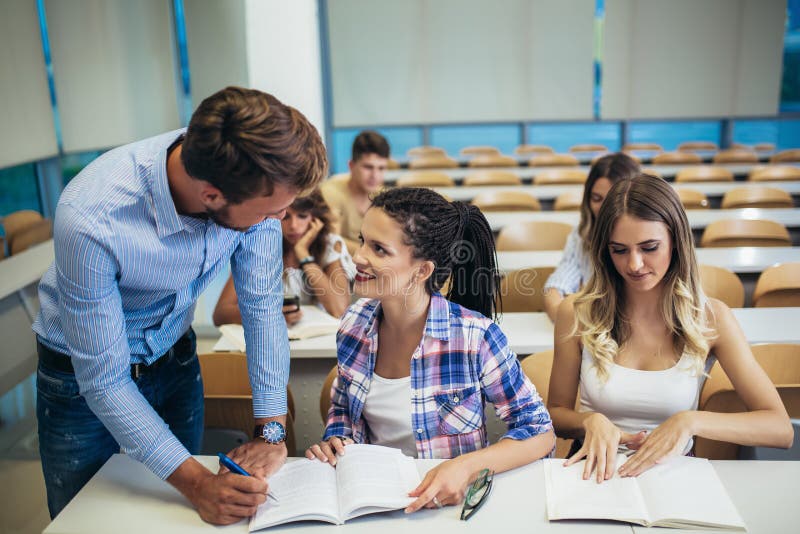Students Listening To Professor in the Classroom on College Stock Photo ...