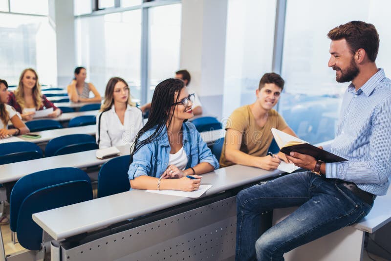 Students Listening To Professor in the Classroom on College Stock Image ...