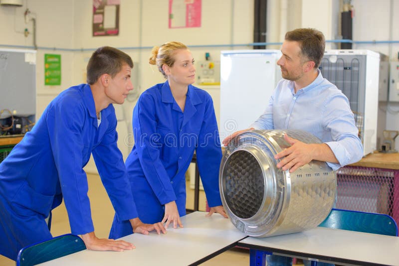 Students Looking at Drum Washing Machine Stock Photo - Image of ...