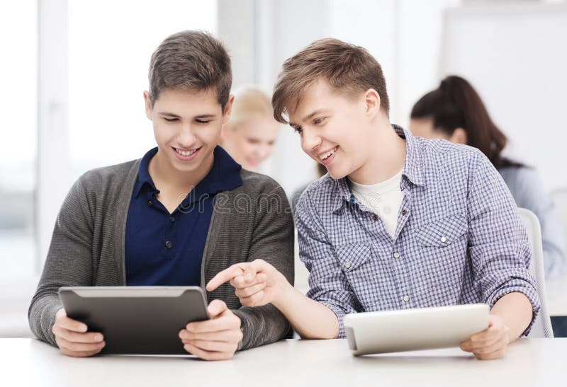 Smiling Students in Computer Class at School Stock Photo - Image of ...
