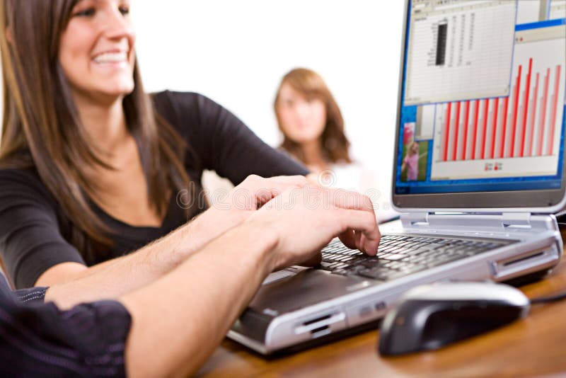 Students: Man Typing on Computer while Friend Laughs Stock Photo ...