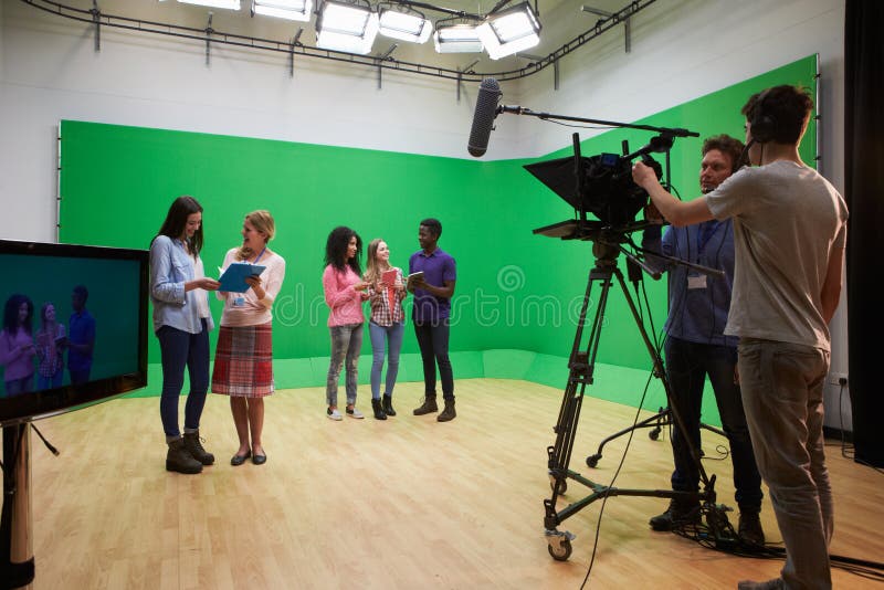 Students on Media Studies Course in TV Studio Stock Image - Image of ...