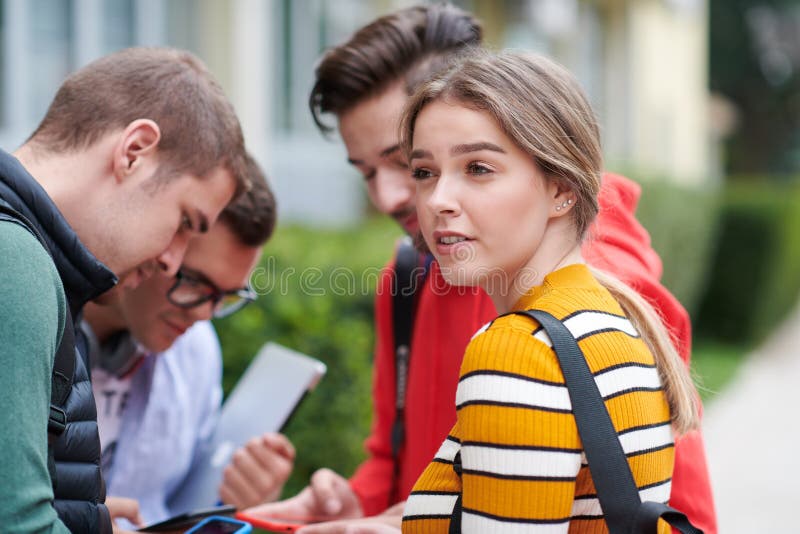 Students in Modern School Using Modrn Technology Stock Photo - Image of ...