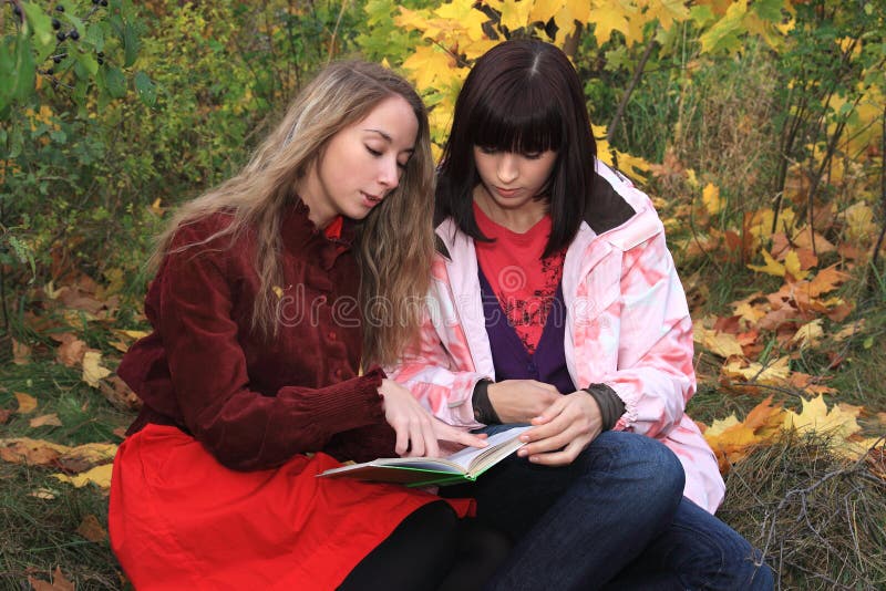 Students on nature. stock image. Image of prepares, friend - 11237605